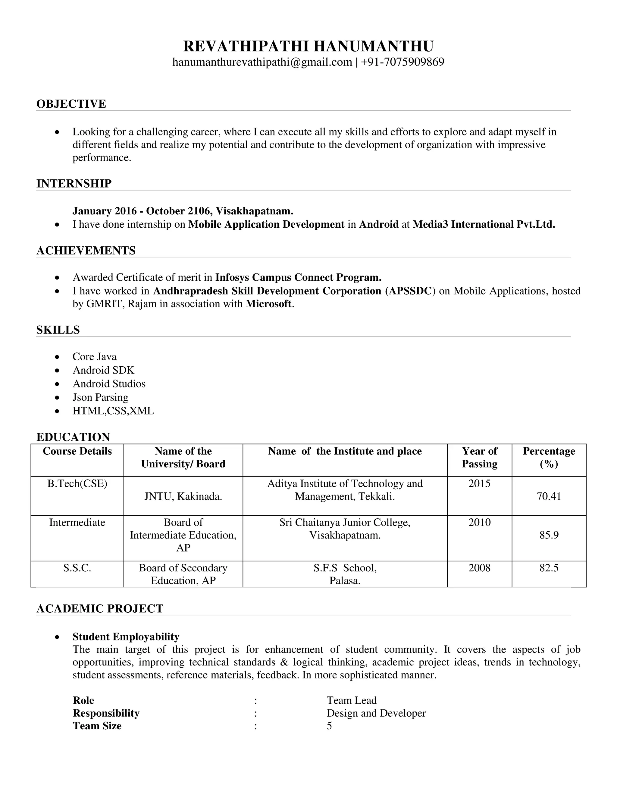 Revathipathi hanumanthu updated resume | PDF