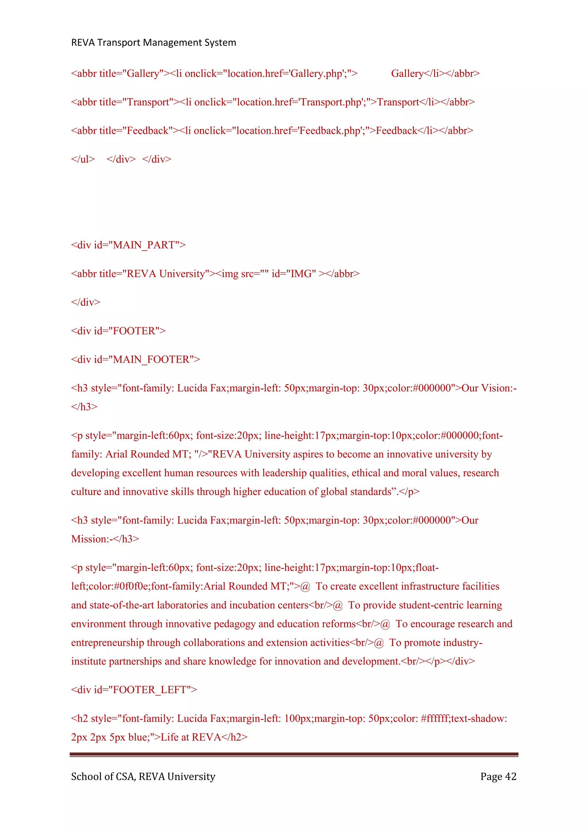 University/College Transport management system Documentation | PDF