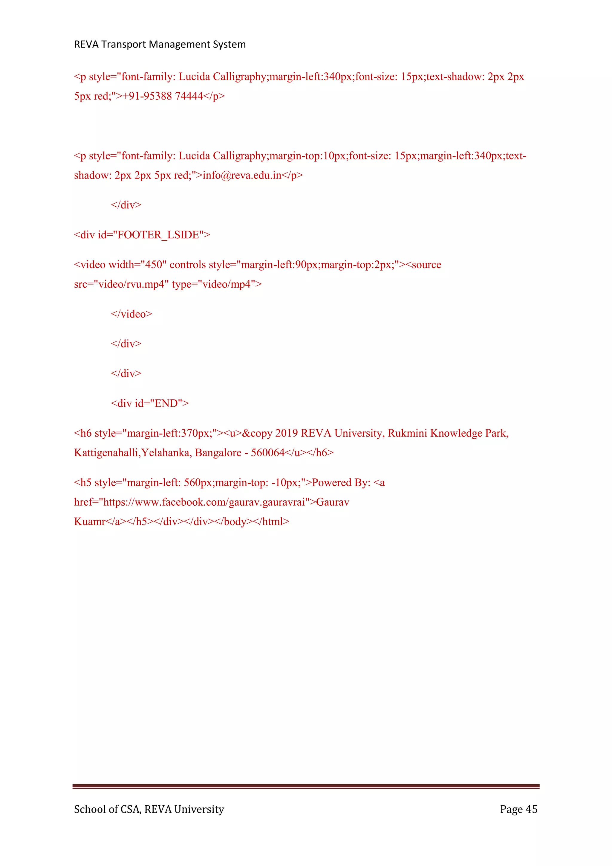 University/College Transport management system Documentation | PDF