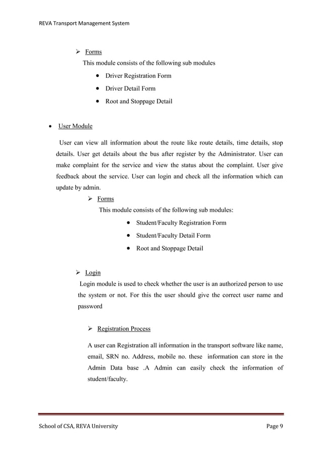 University/College Transport management system Documentation | PDF | Computing | Technology ...