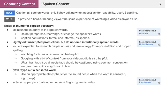 The Rev Captioning Style Guide for beginners. | PPT