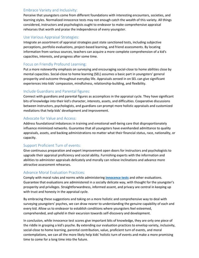 Revealing the Fact of the matter Are Innocence Test Scores a Genuine ...