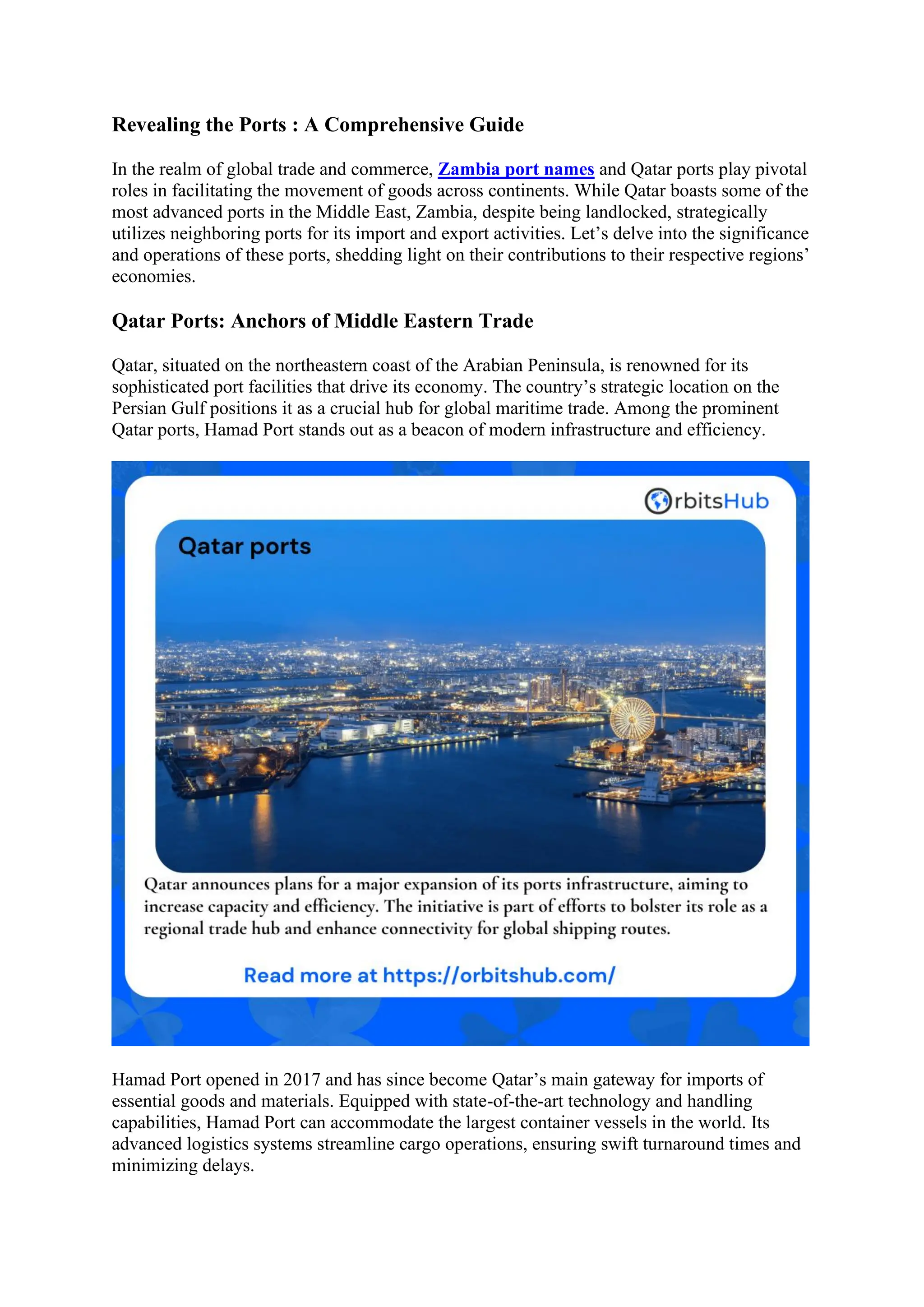 Revealing the Ports of Qatar and zambia. | PDF