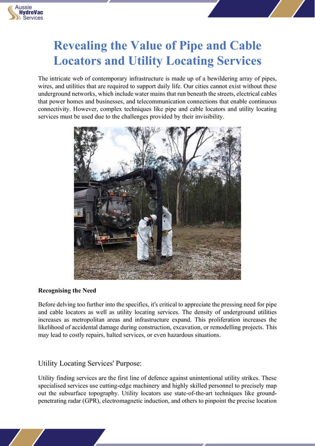 Revealing the Value of Pipe and Cable Locators and Utility Locating ...