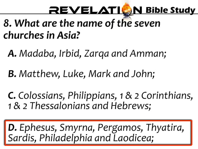 Revelation Bible Study - Jesus messages to the seven churches | PDF ...
