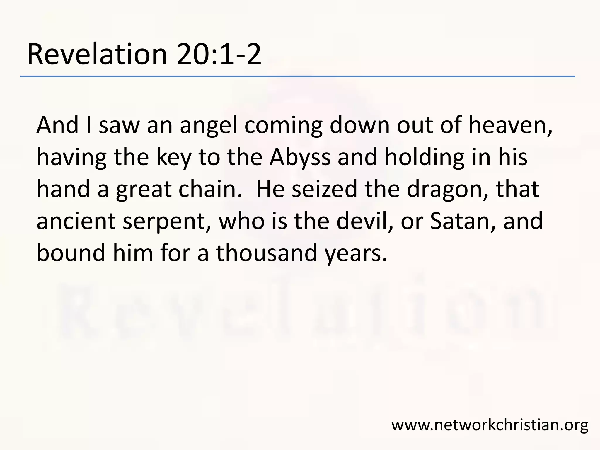 Revelation part 24 (millennial mystery revelation 20) | PPTX
