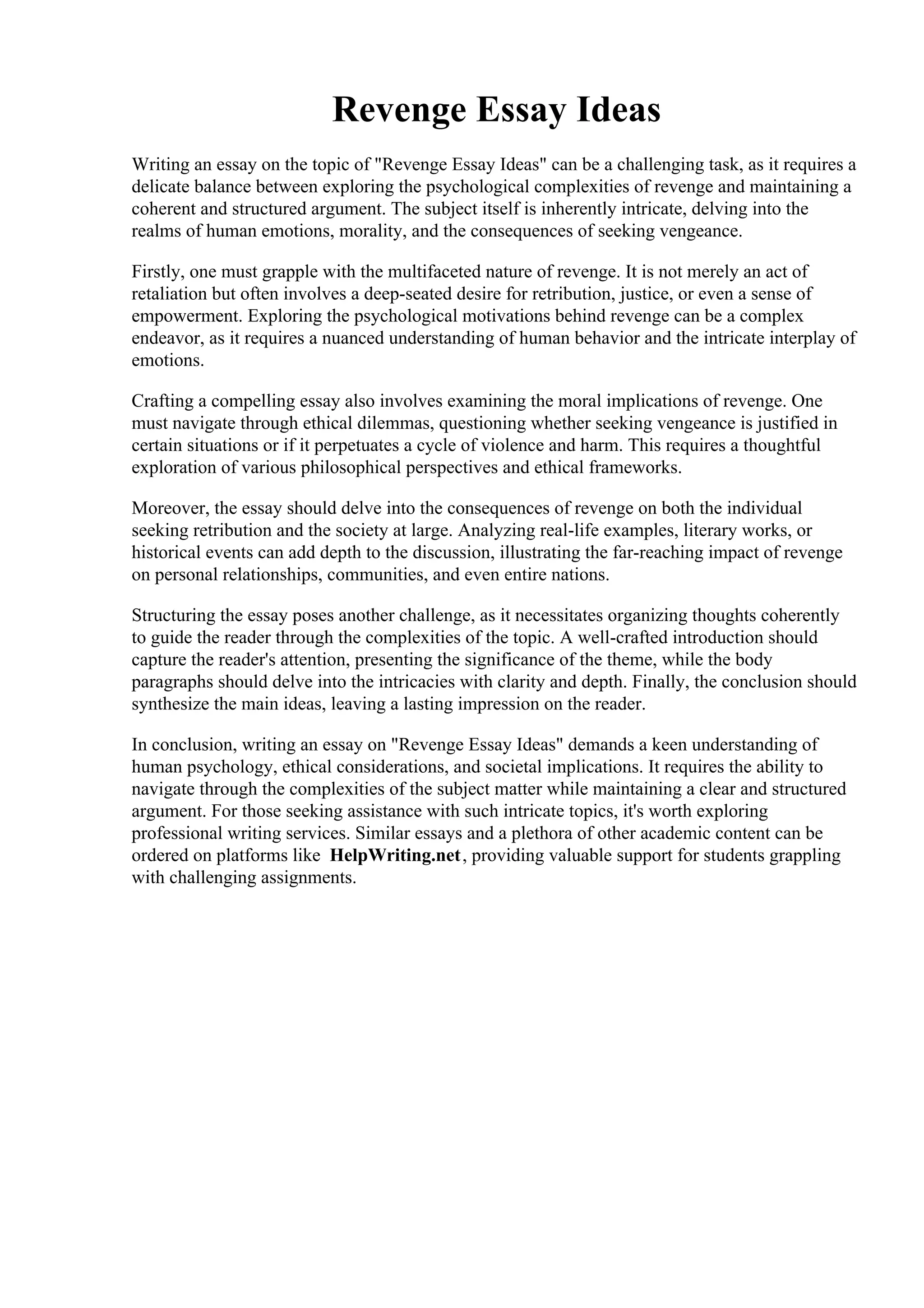 Revenge Essay Ideas | PDF
