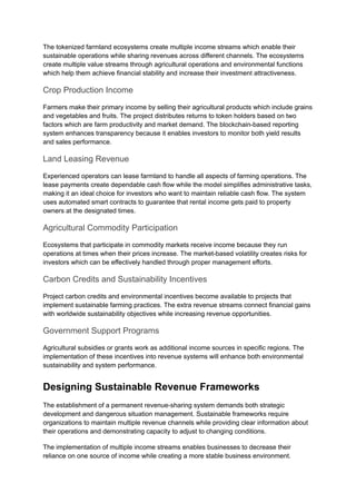 Revenue-Sharing Models in Tokenized Farming Land Ecosystems | PDF