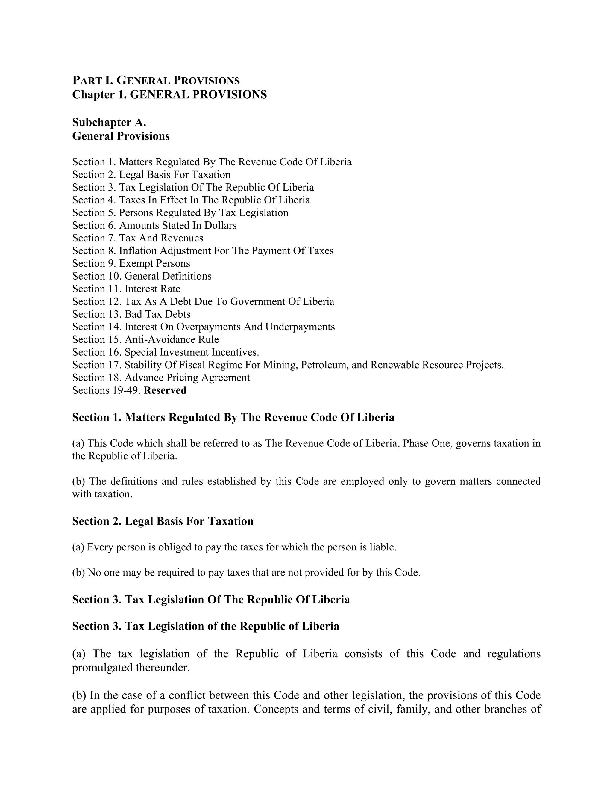 Revenue code of liberia 2011 | PDF