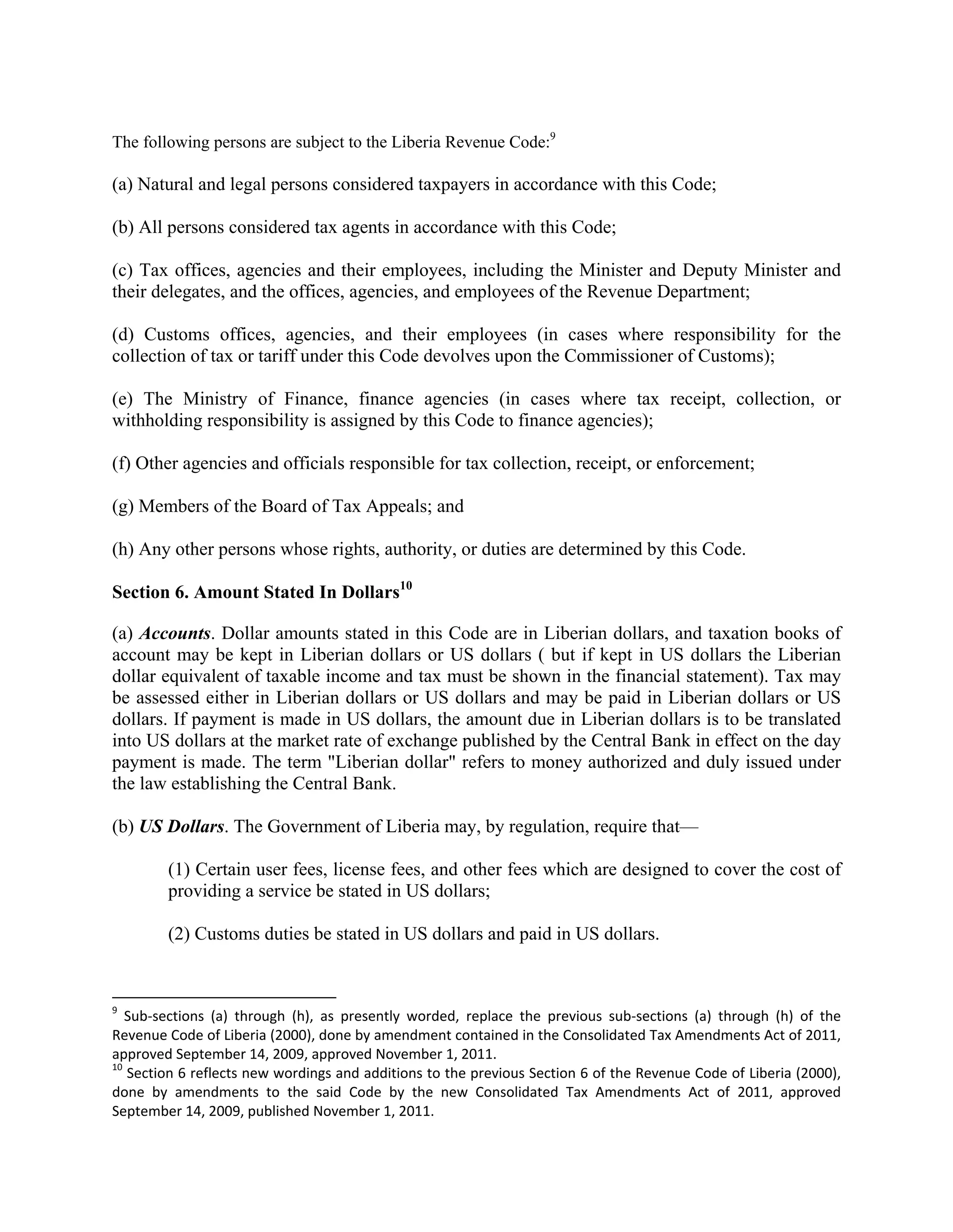 Revenue code of liberia 2011 | PDF