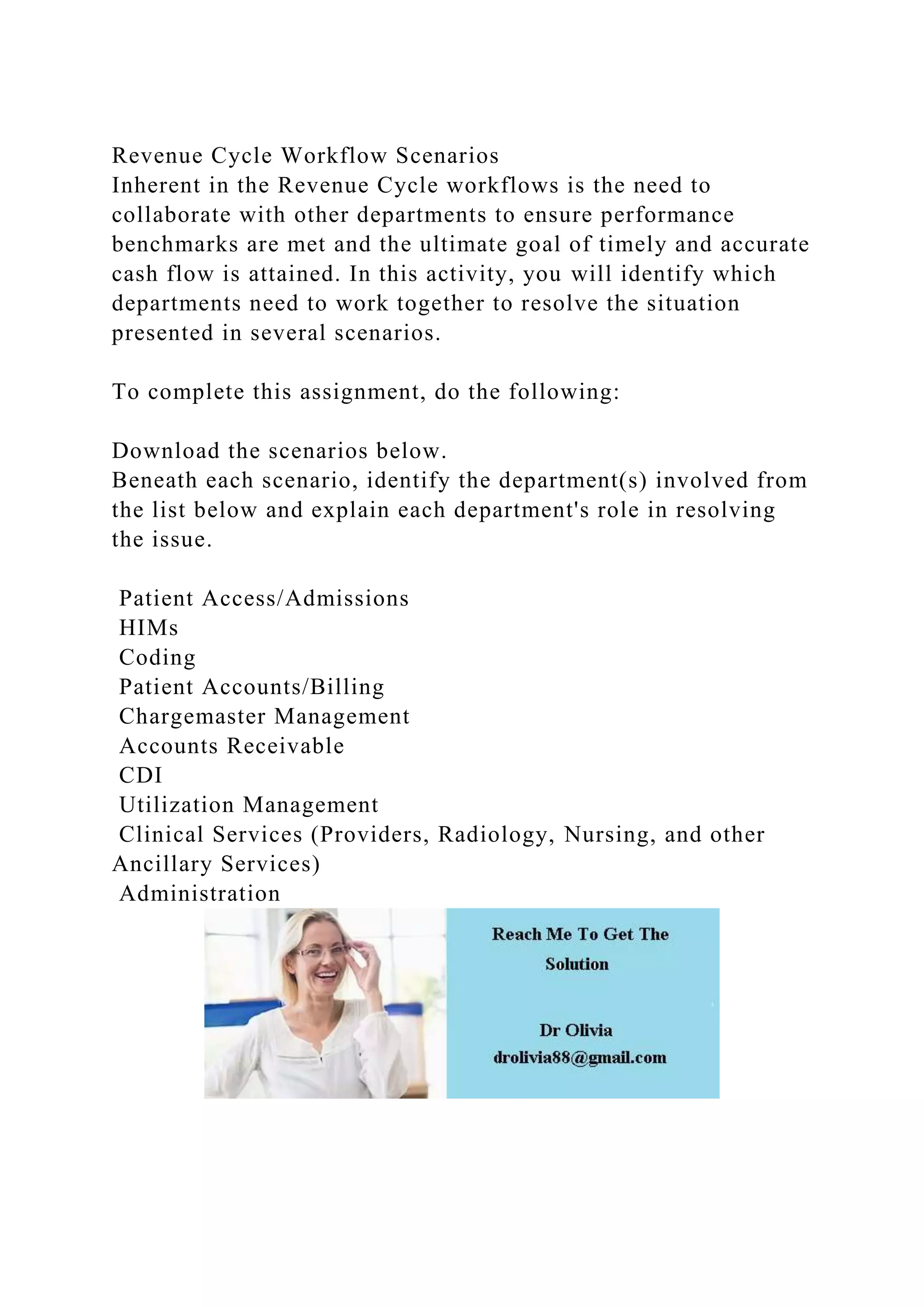 Revenue Cycle Workflow ScenariosInherent in the Revenue Cycle work.docx