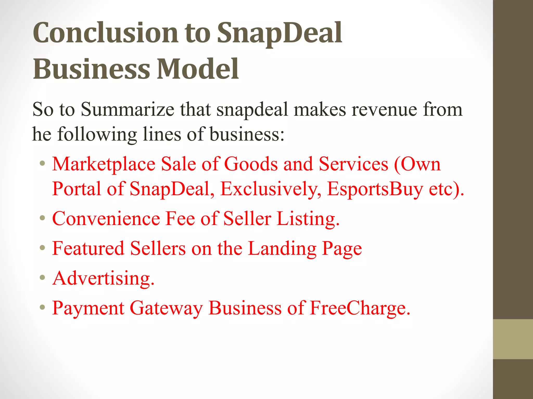 Revenue model of snapdeal | PPTX
