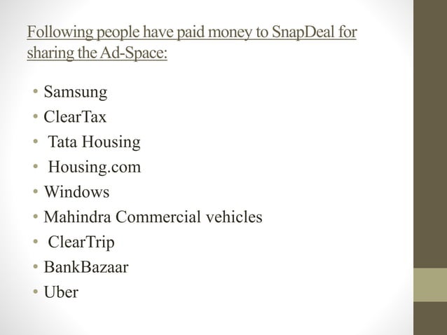 Revenue model of snapdeal | PPTX | Internet | Computing