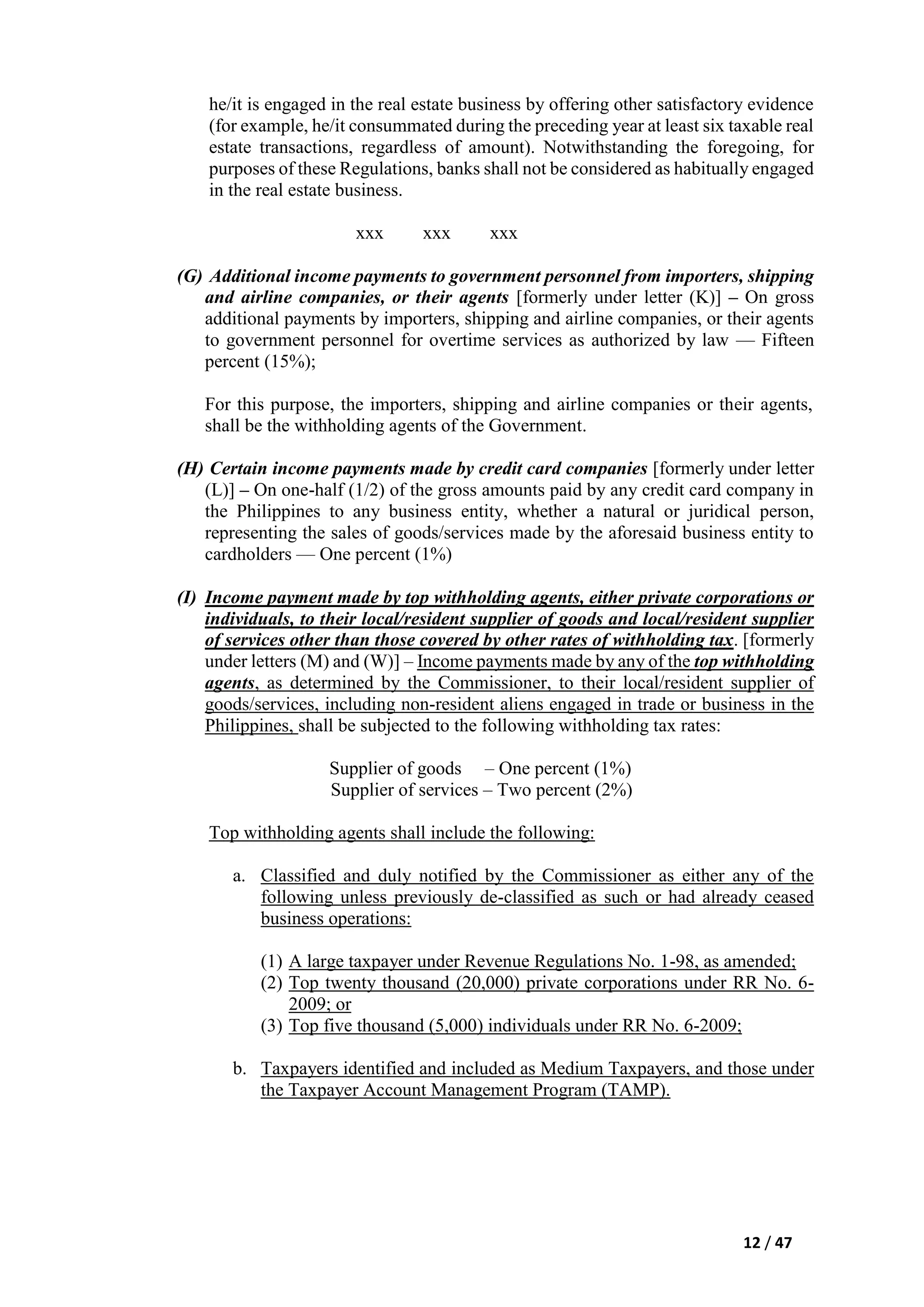 Revenue regulations no. 11 2018,(train law) relative to withholding of ...