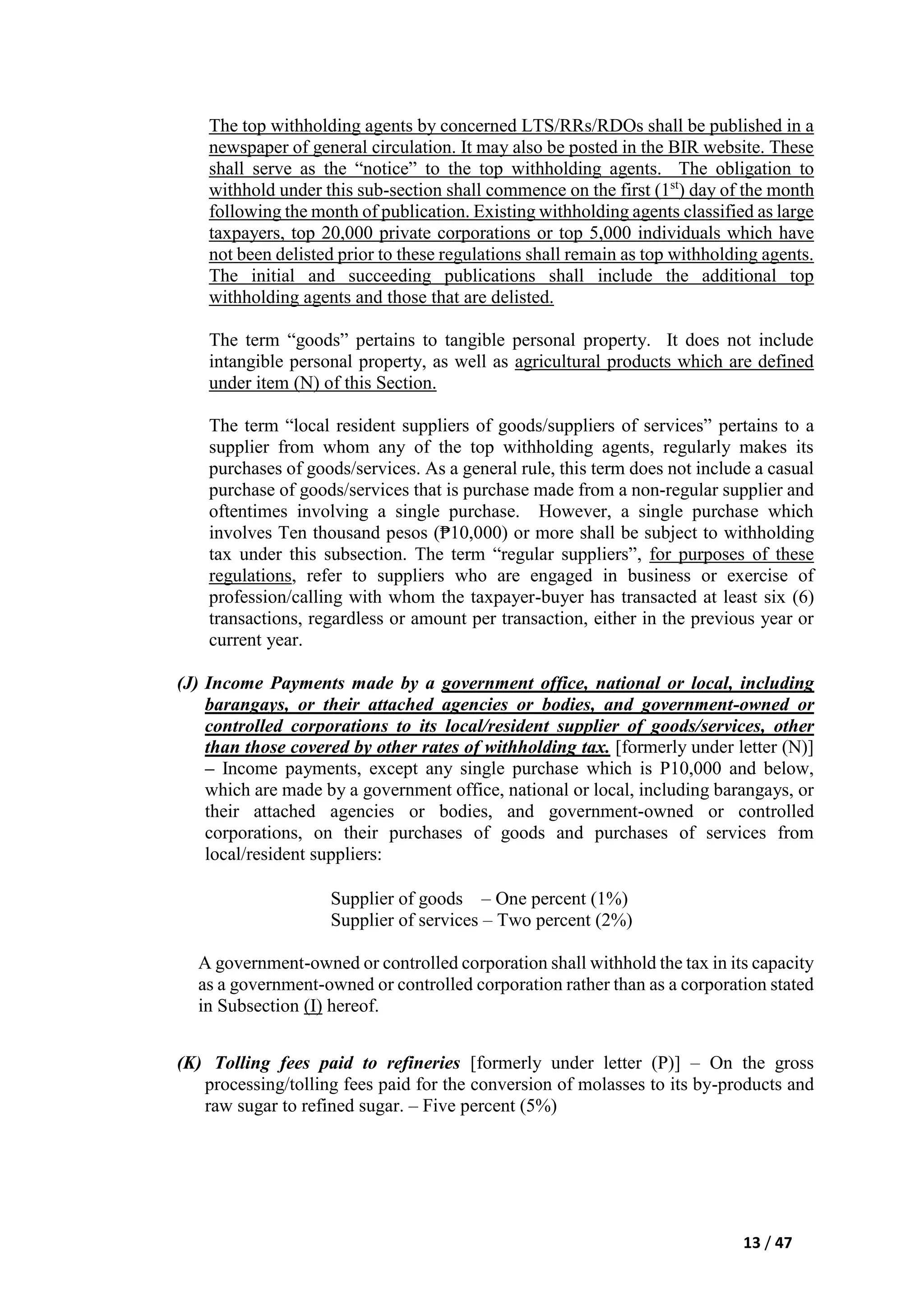 Revenue regulations no. 11 2018,(train law) relative to withholding of ...