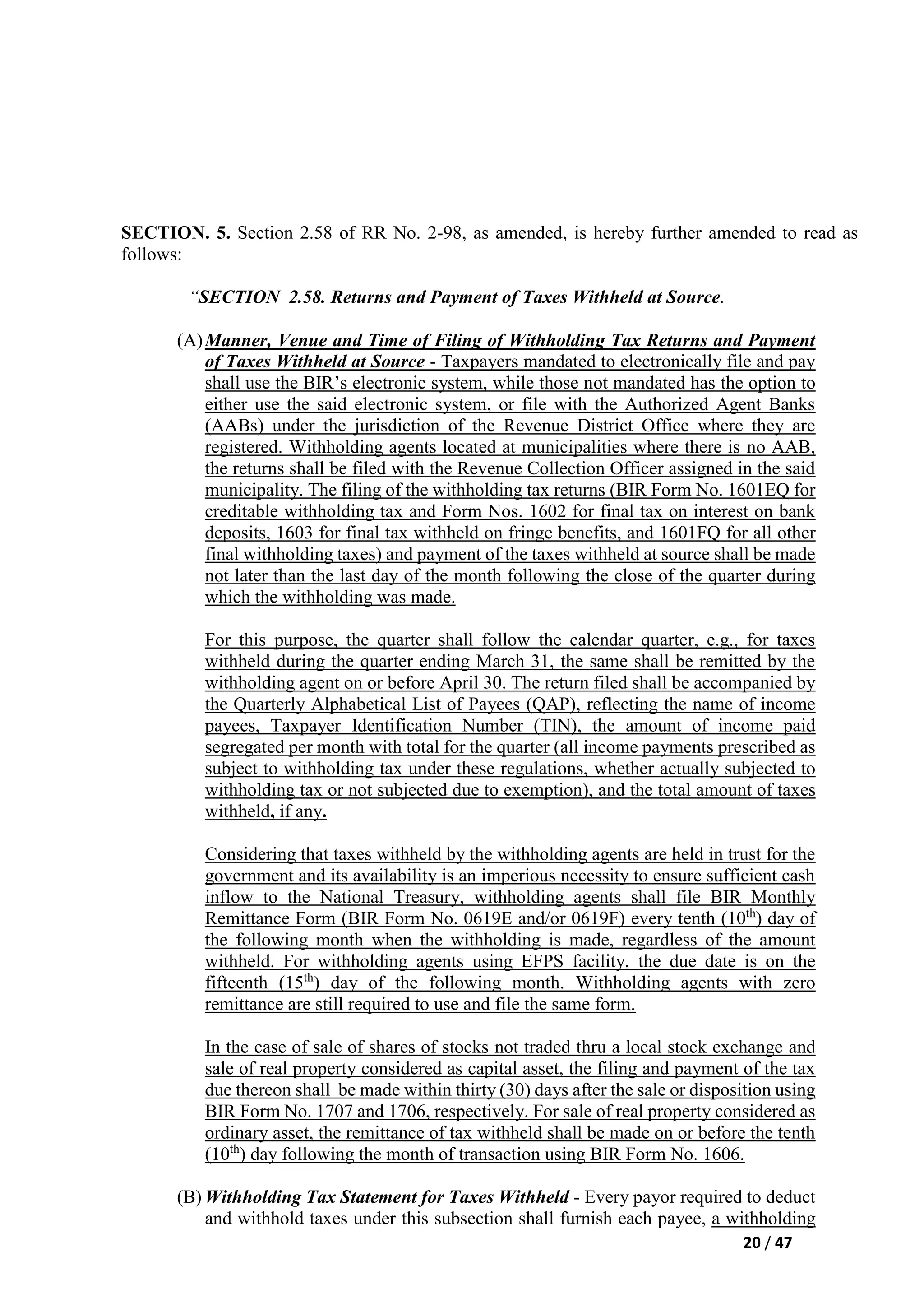 Revenue regulations no. 11 2018,(train law) relative to withholding of ...