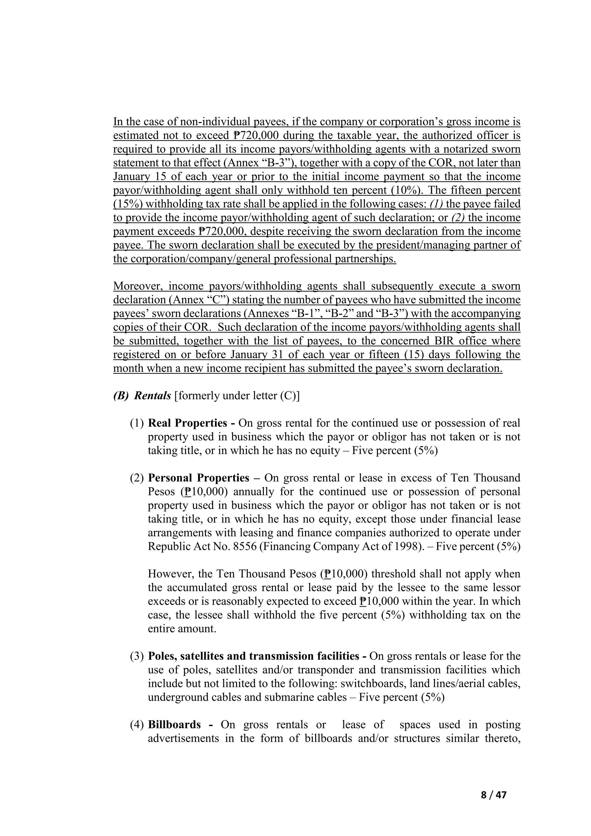 Revenue regulations no. 11 2018,(train law) relative to withholding of ...