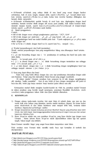Reverensi pengertian rasmil quran | DOCX