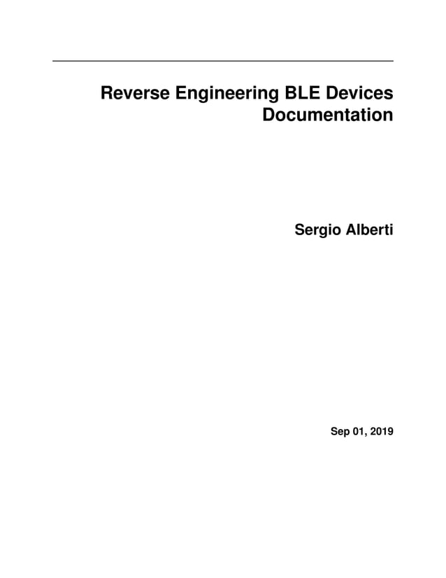 Reverse Engineering BLE Devices Documentation | PDF