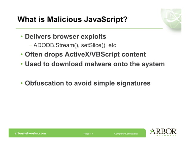 Reverse Engineering Malicious Javascript | PPT