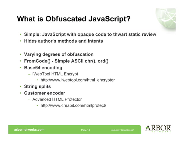 Reverse Engineering Malicious Javascript | PPT