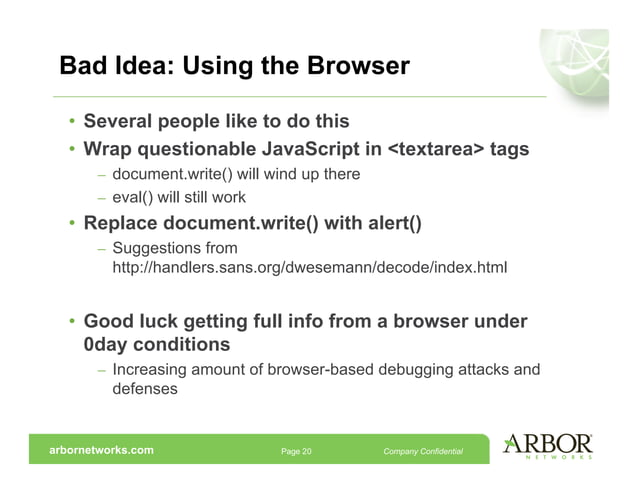 Reverse Engineering Malicious Javascript Ppt