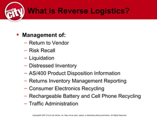 Reverse Logistics @ Circuit City | PPT
