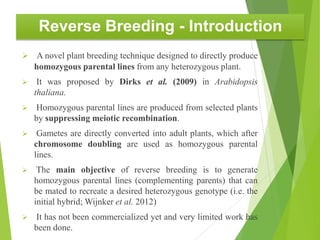 Reverse Breeding: a tool to create homozygous plants from the ...