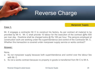 Reverse charge and Latest Issues in Service Tax | PPTX