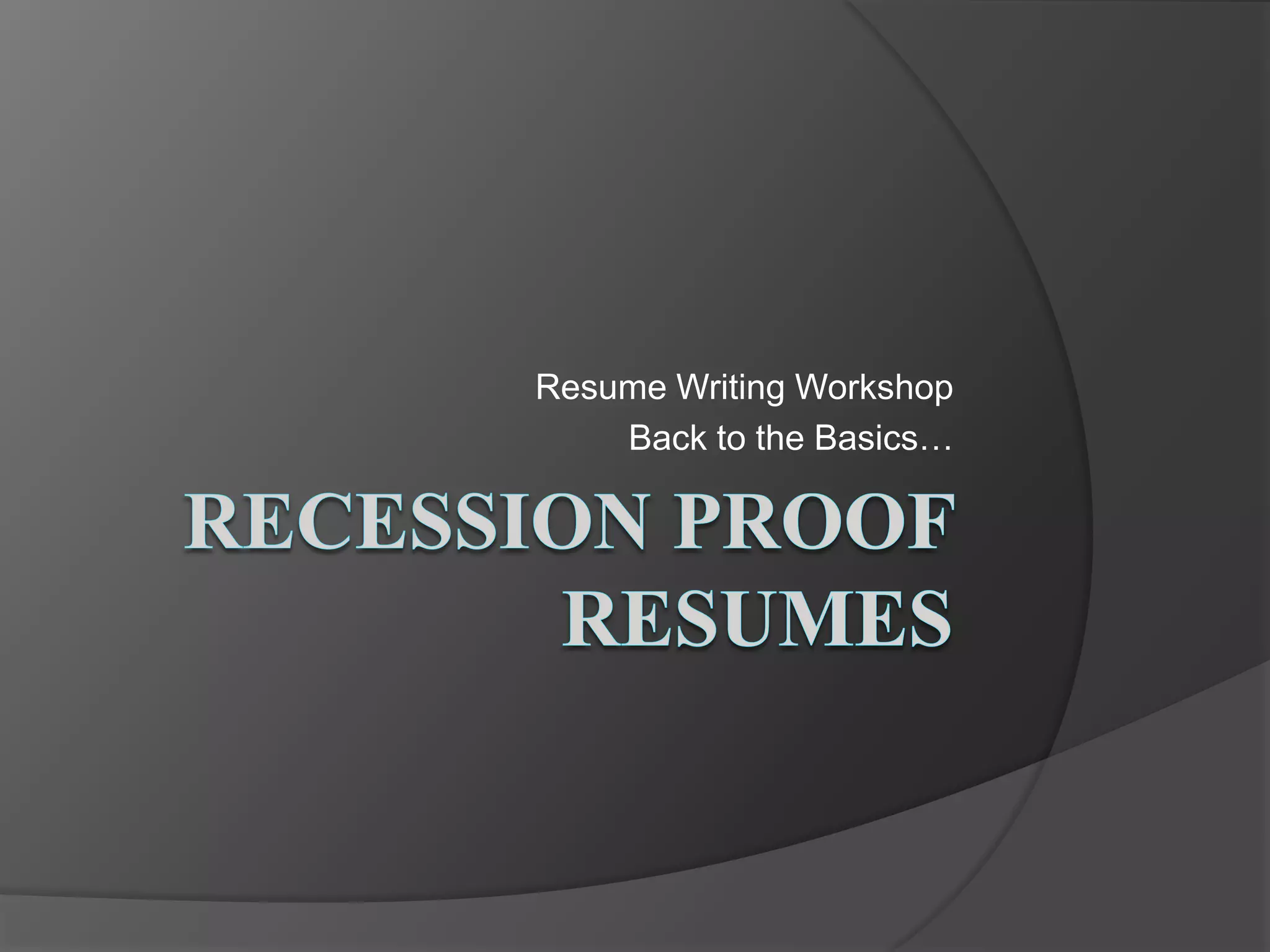 Reverse chrono format resume workshop | PPTX | Resume Writing and ...
