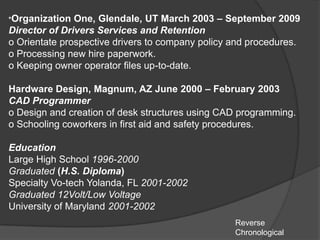 Reverse chrono format resume workshop | PPTX | Resume Writing and ...