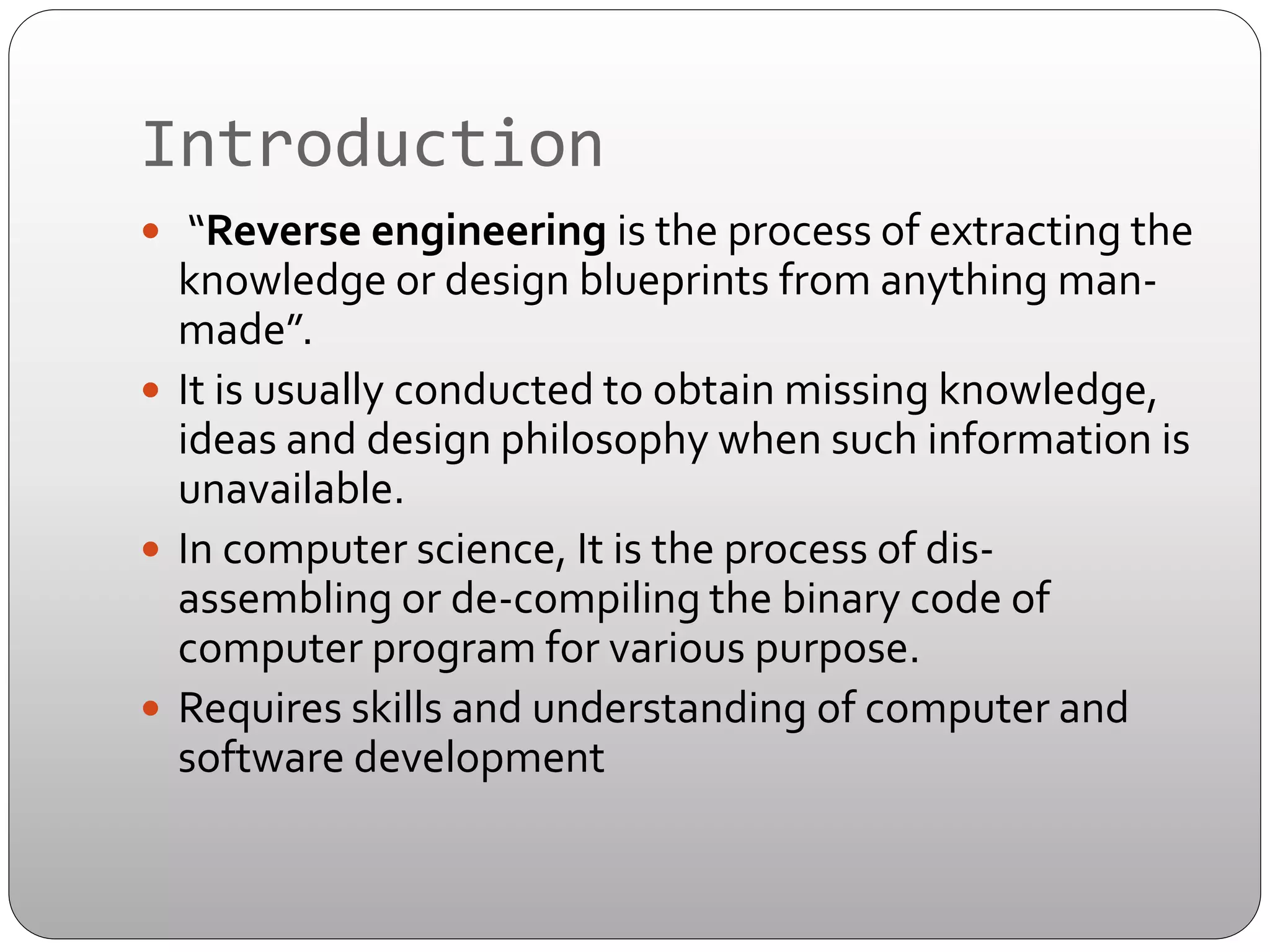 Reverse code engineering | PPTX