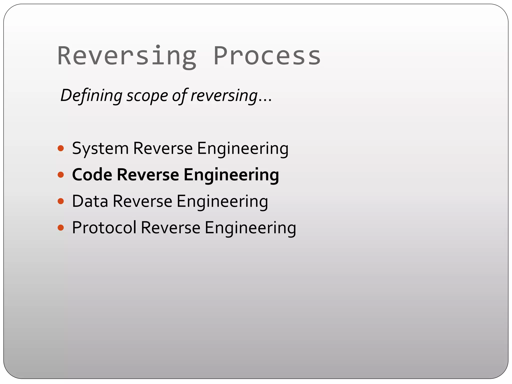 Reverse code engineering | PPTX