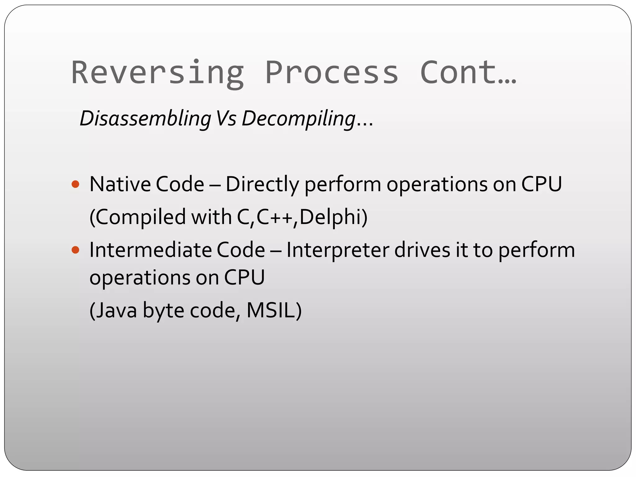 Reverse code engineering | PPTX