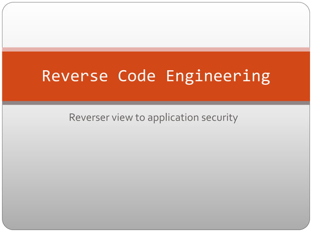Reverse code engineering | PPT