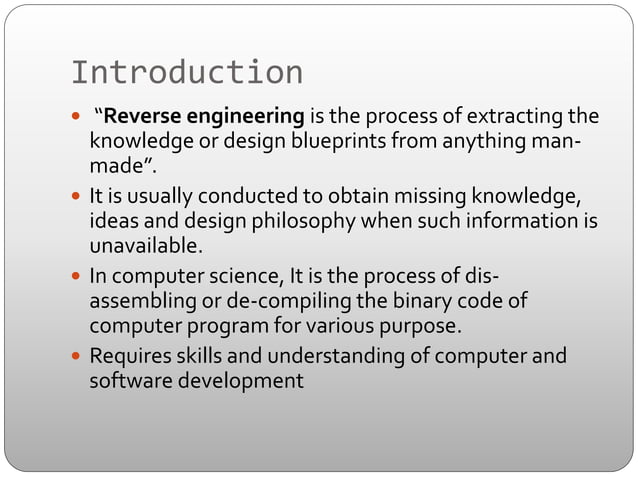 Reverse code engineering | PPT