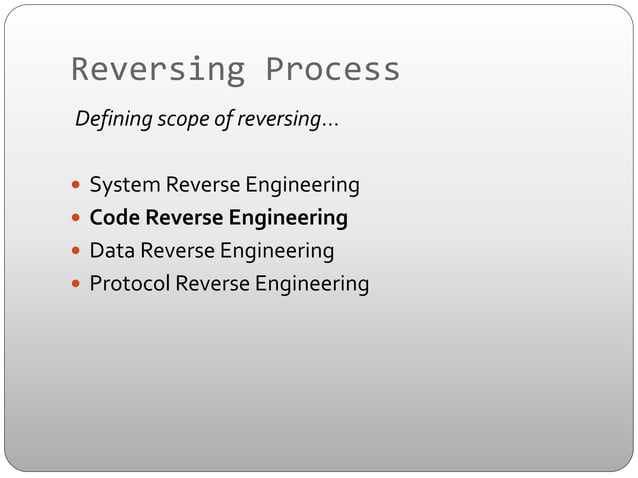 Reverse code engineering | PPT