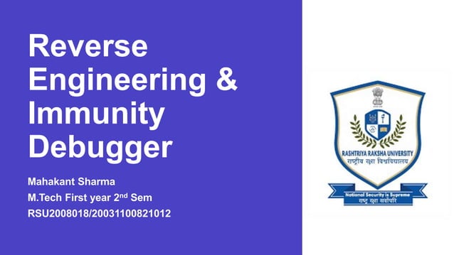 Reverse engineering & immunity debugger | PPT