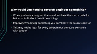 Reverse Engineering Presentation.pdf | Programming Languages | Computing