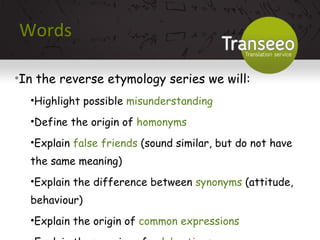 Reverse Etymology | PPT