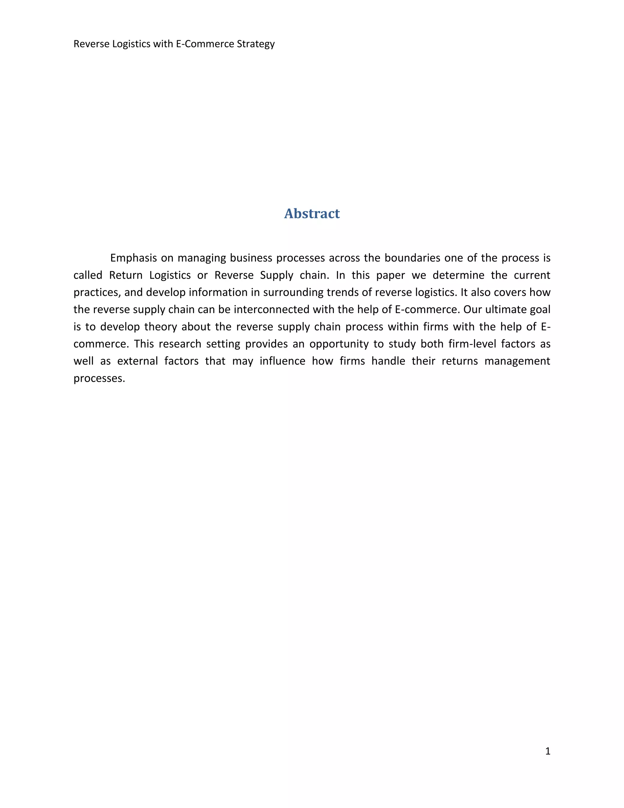 Reverse logostics | PDF