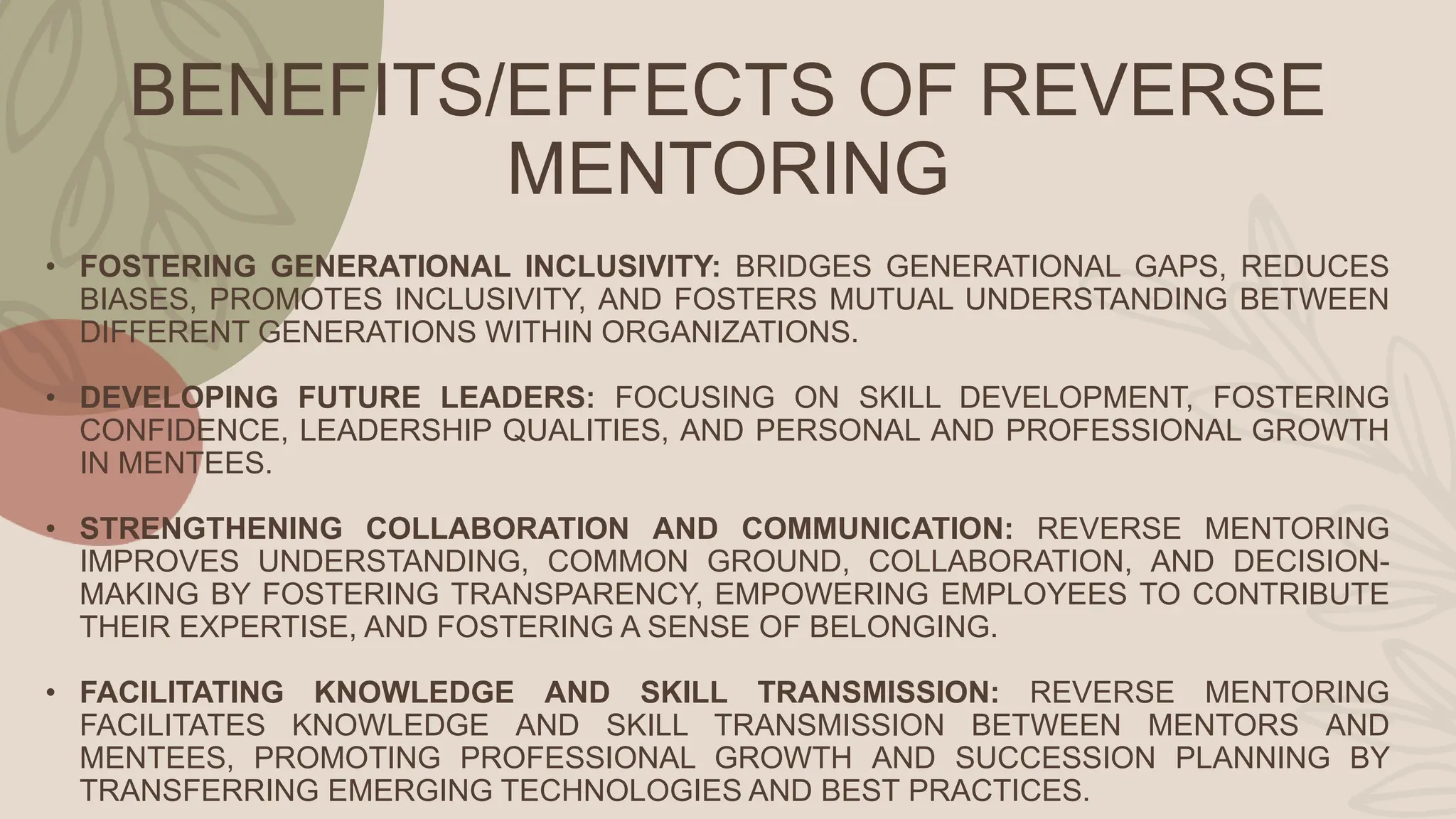 REVERSE MENTORING IN ORGANIZATIONS. SLIDES | PPTX