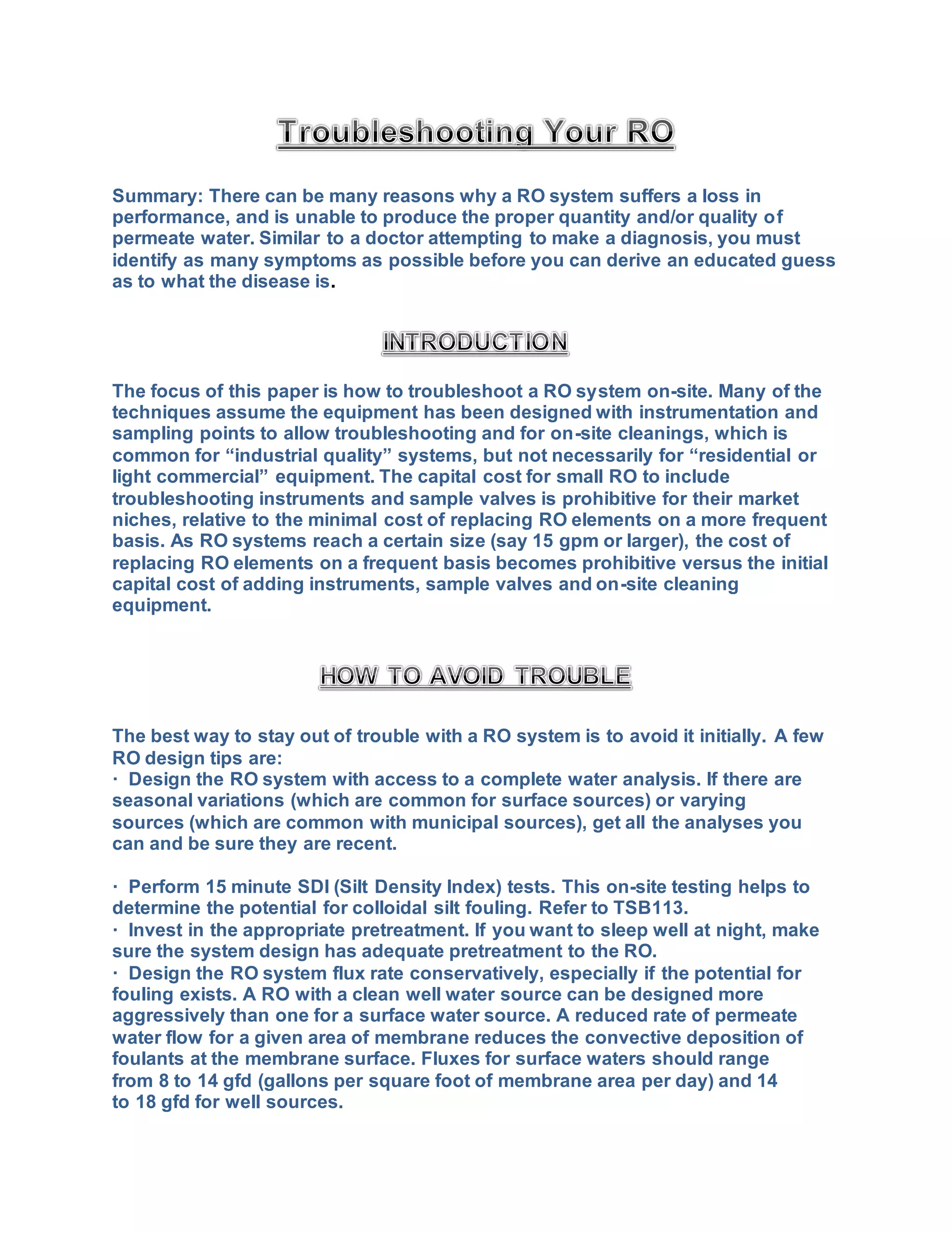 Reverse osmosis troubleshooting | DOCX