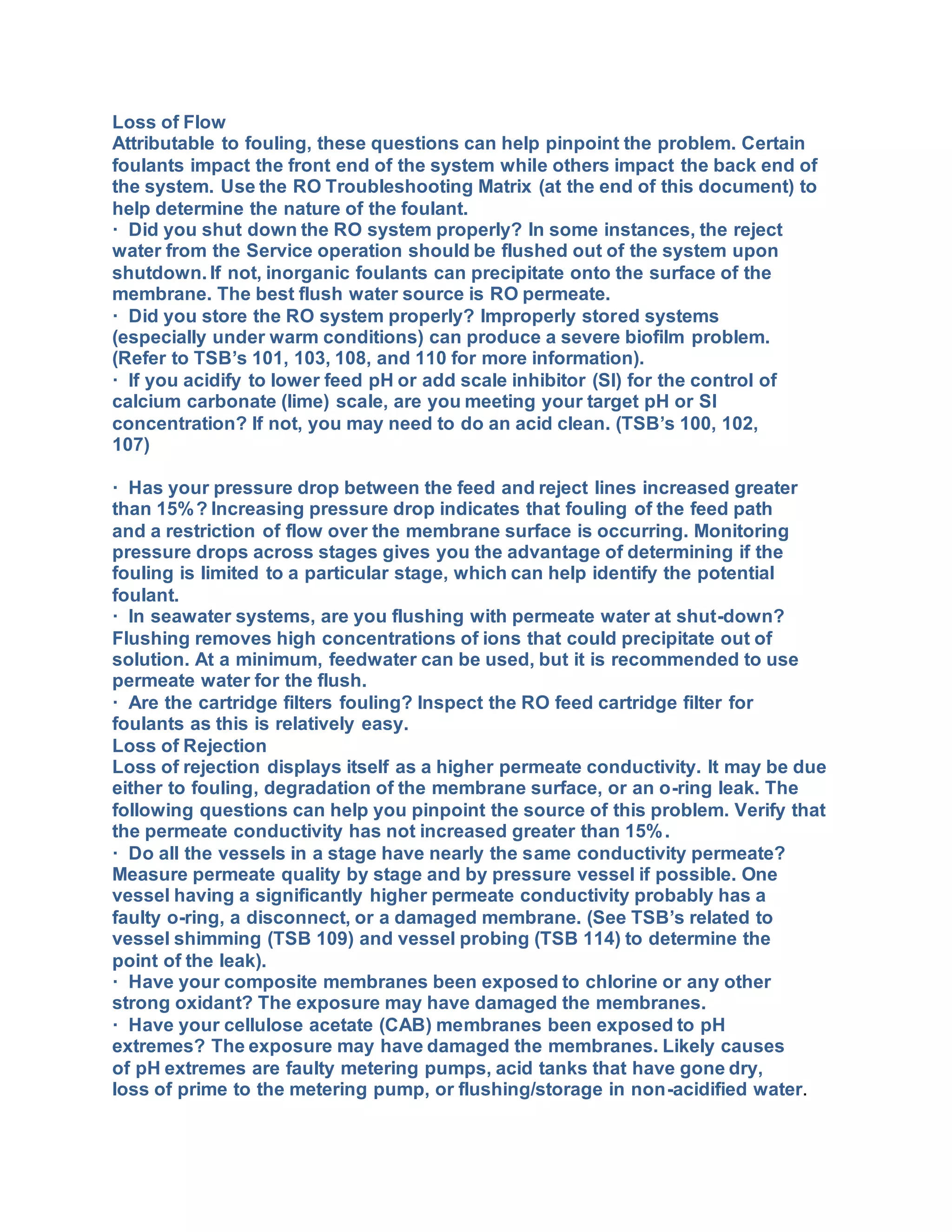 Reverse osmosis troubleshooting | DOCX