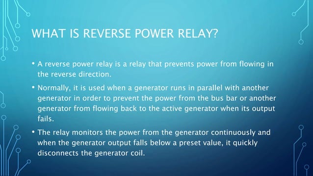 Reverse power relay | PPT