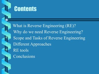 reverse engineering and applications and approaches | PPTX