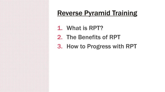 Reverse Pyramid Training | PPT