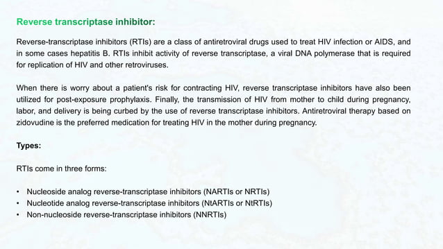 Reverse Transcriptase Inhibitors And Their Resistance Pptx Genetics Science